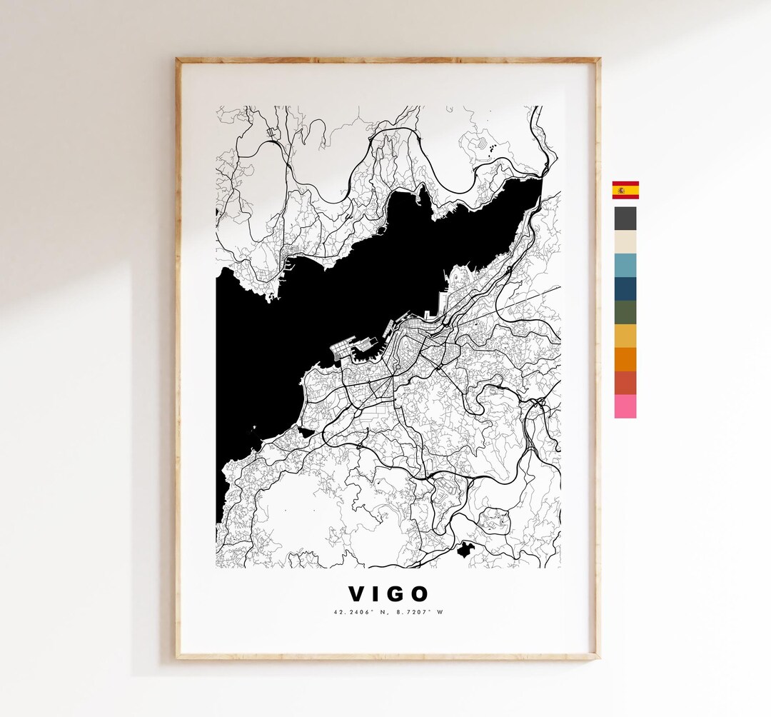 Vigo Map Print - City Map Poster - Map Art - Map Wall Art - Spain City ...