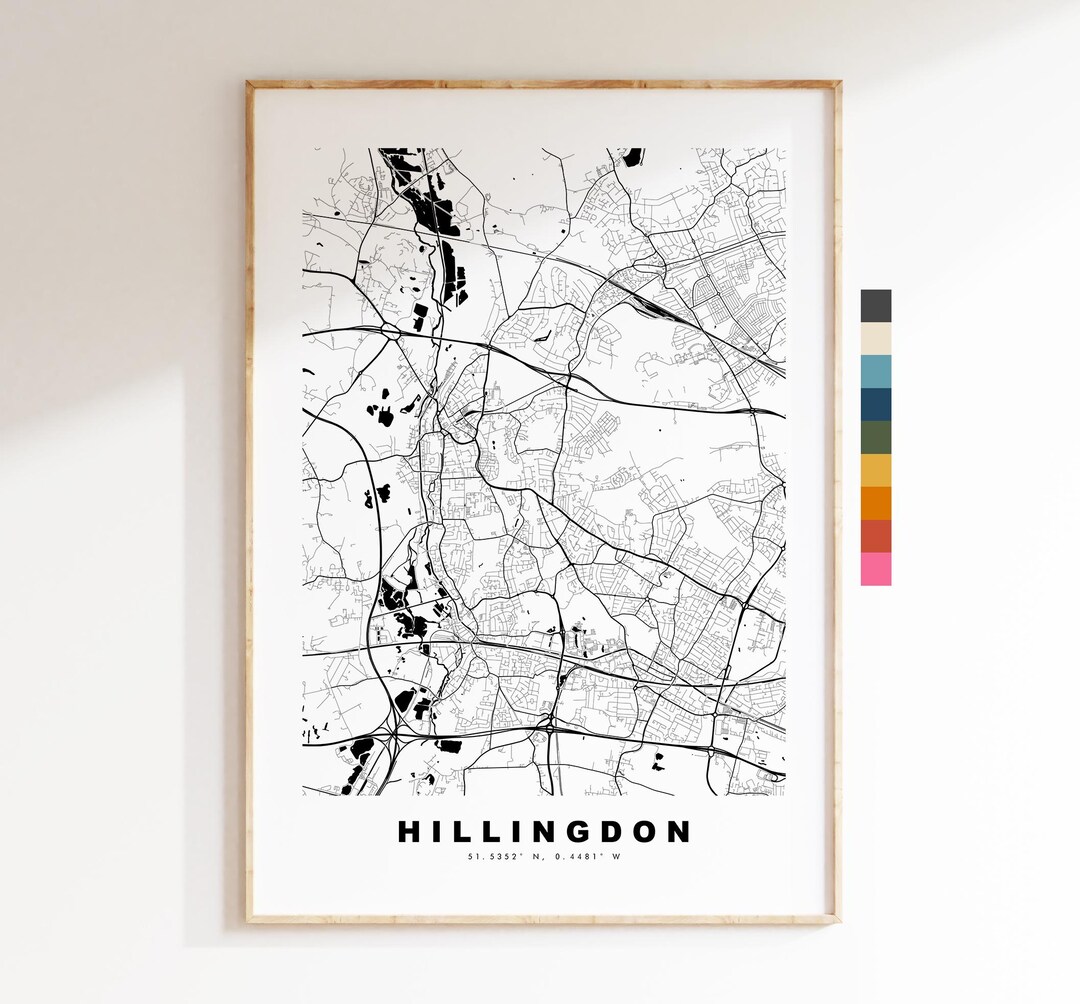 Hillingdon Map Print - Minimalist City Map Poster - Map Art - UK ...