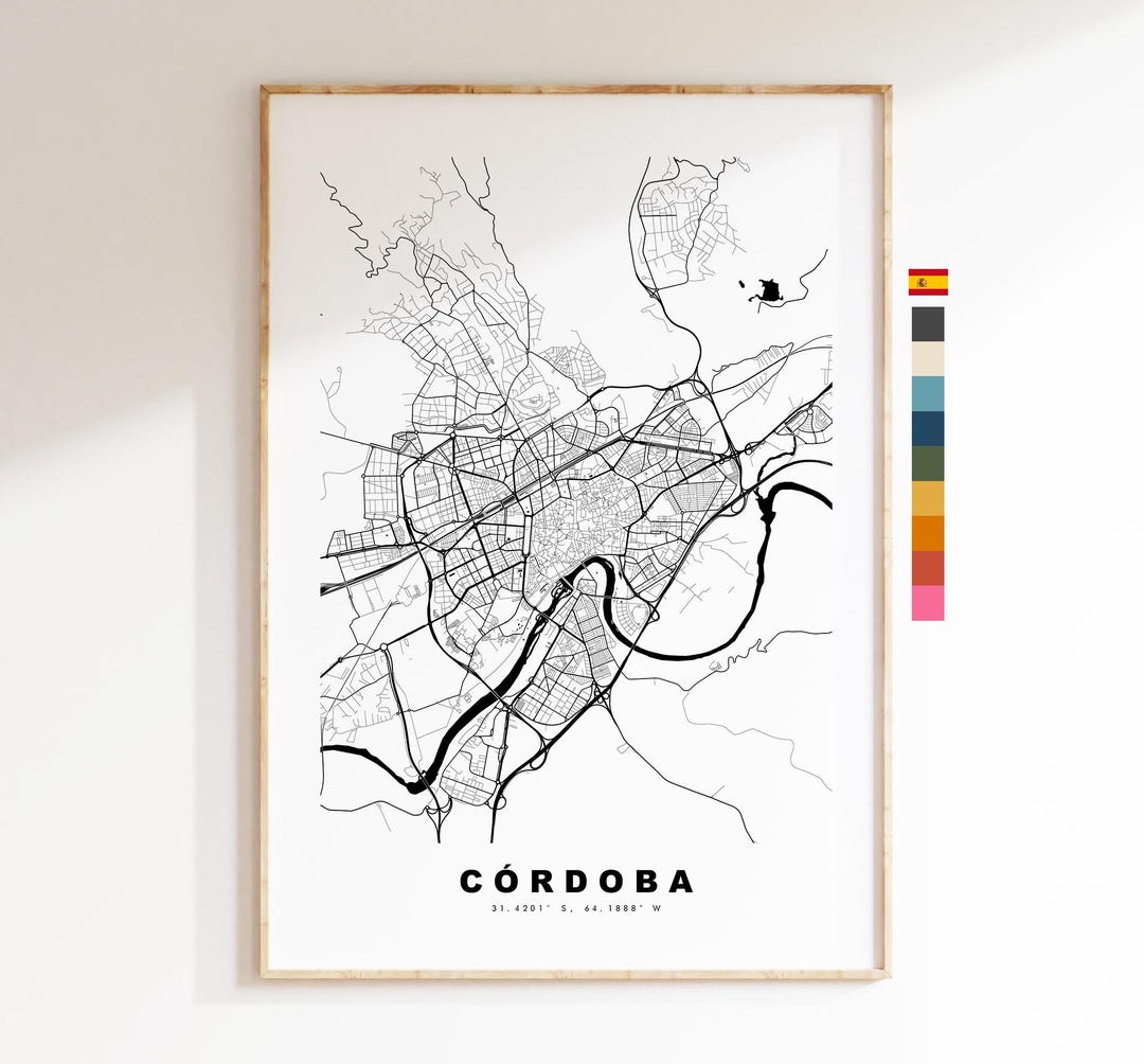 Cordoba Map Print - City Map Poster - Map Art - Map Wall Art - Spain ...