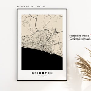 Brighton Map Print - Minimalist City Map Poster - Map Art - UK ...