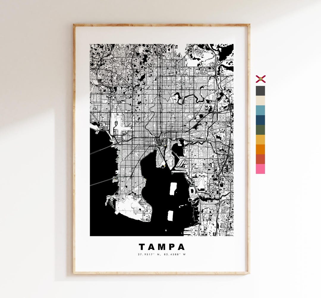 Tampa Map Print - City Map Poster - Map Art - USA City Maps - Tampa ...