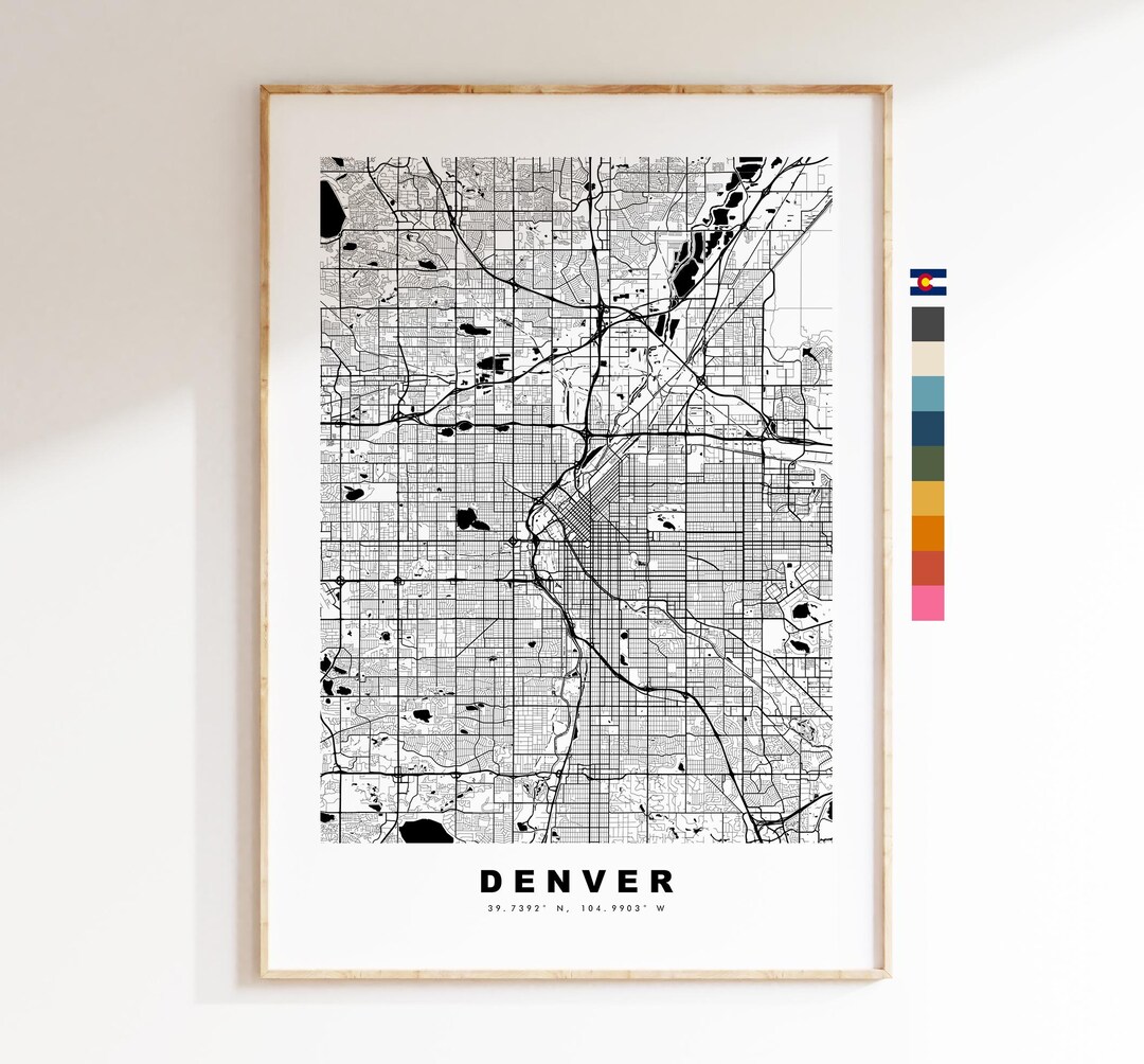 Denver Map Print - City Map Poster - Map Art - USA City Maps - Denver ...