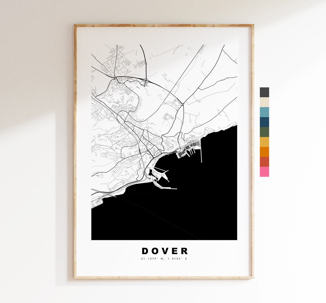 Dover Map Print - Minimalist City Map Poster - Map Wall Art - UK ...