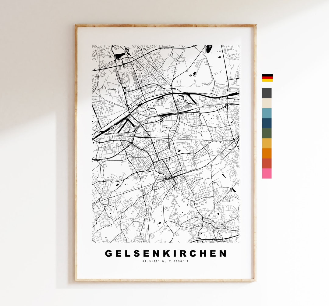 Gelsenkirchen Map Print - City Map Poster - Map Wall Art - Germany City ...