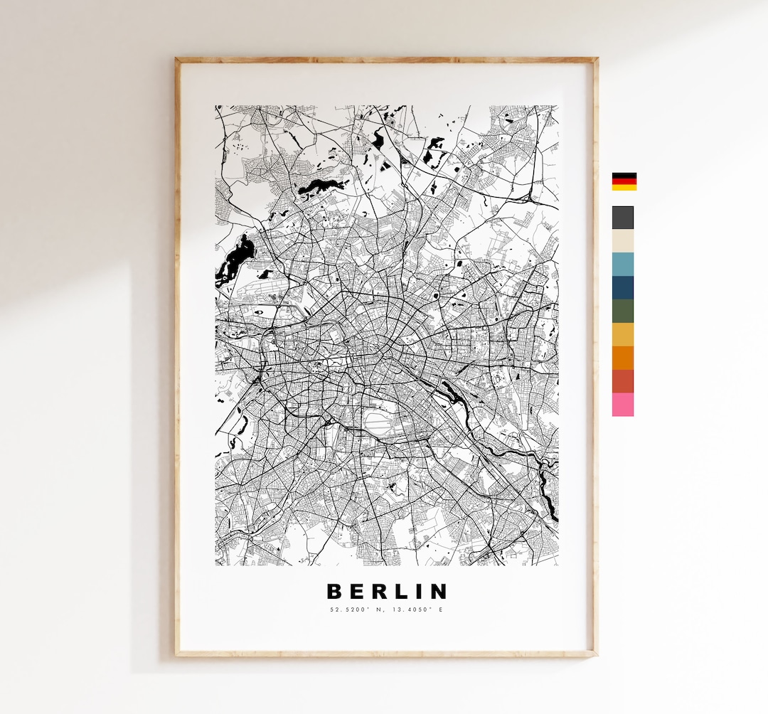 Berlin Map Print - City Map Poster - Map Wall Art - Germany City Maps ...