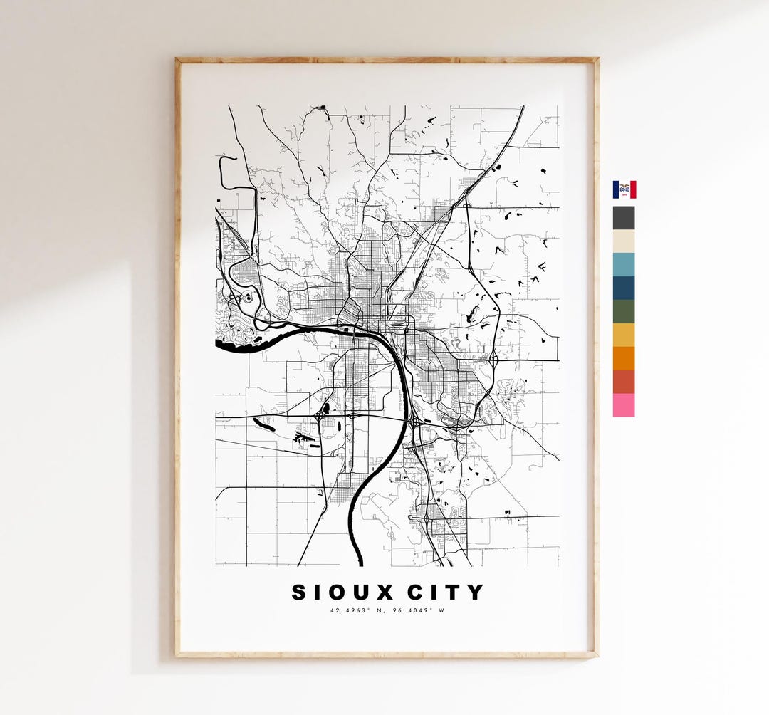 Sioux City Map Print - City Map Poster - Map Art - USA City Maps ...