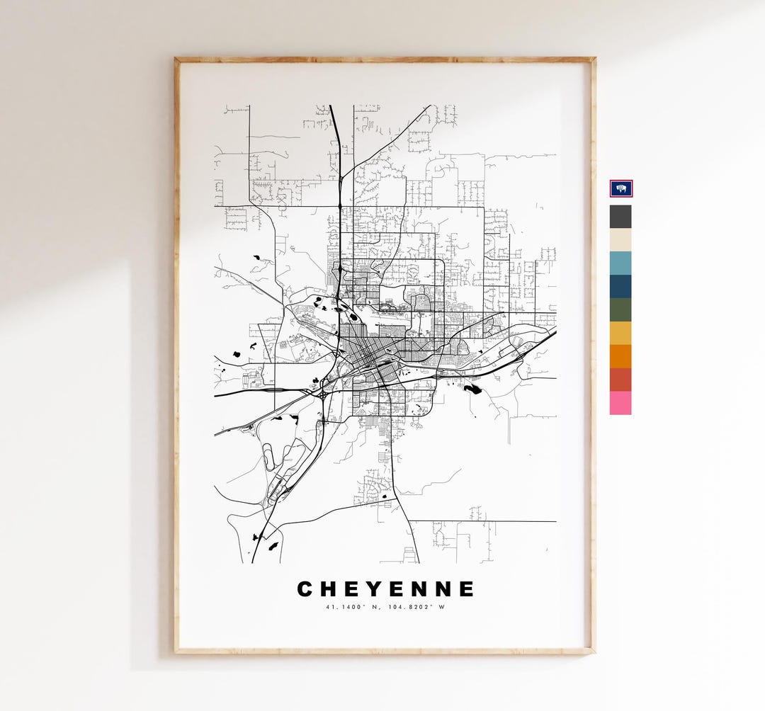 Cheyenne Map Print - City Map Poster - Map Art - USA City Maps ...