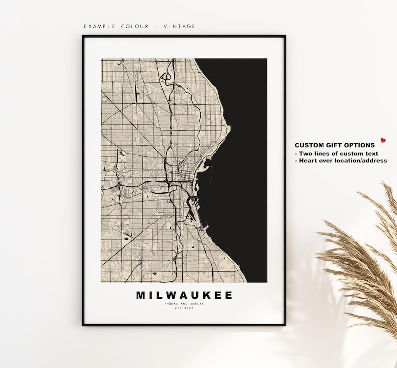 Milwaukee Map Print - City Map Poster - Map Art - USA City Maps ...