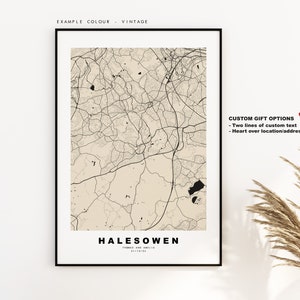 Halesowen Map Print - Minimalist City Map Poster - Map Art - UK ...