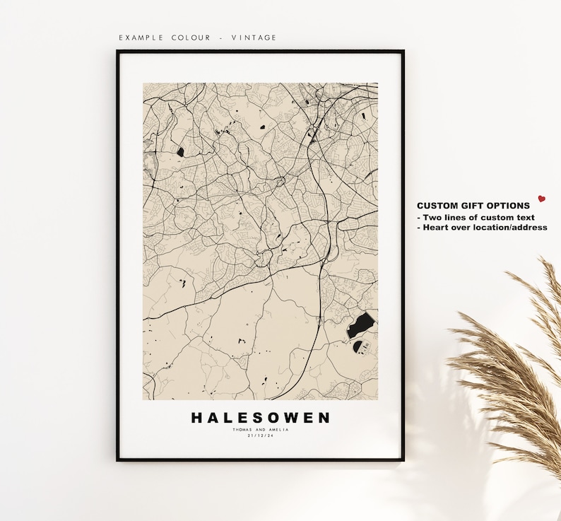 Halesowen Map Print - Minimalist City Map Poster - Map Art - UK ...