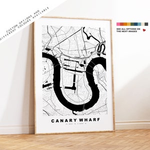 Canary Wharf Map Print - Minimalist City Map Poster - Map Art - London ...