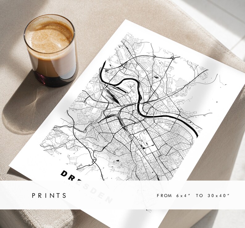 Dresden Map Print - City Map Poster - Map Wall Art - Germany City Maps ...