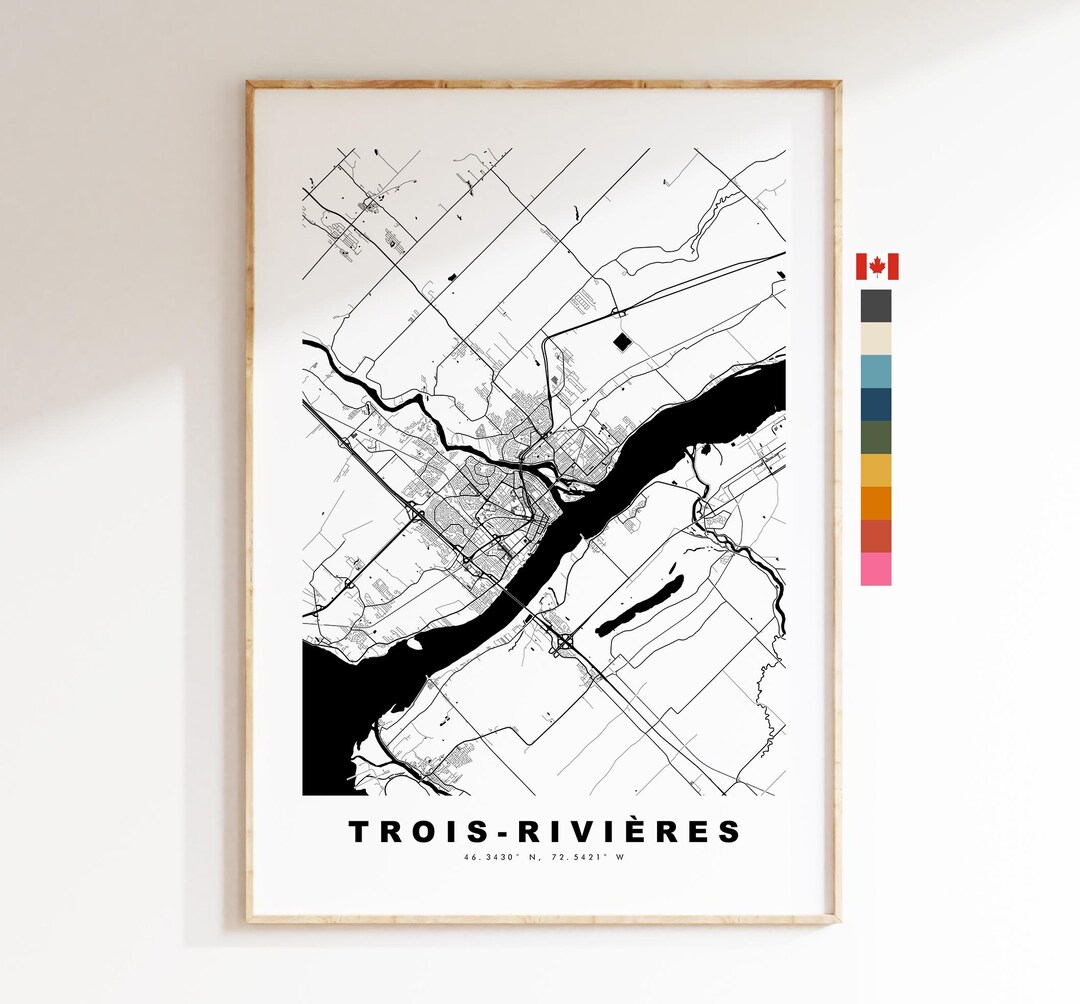 Trois-rivières Map Print - City Map Poster - Map Art - Map Wall Art ...