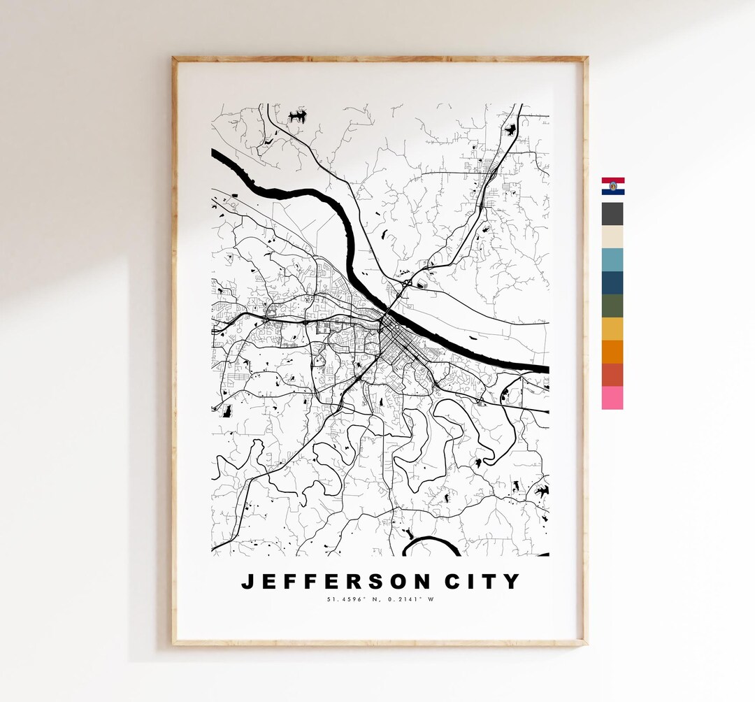 Jefferson City Map Print - City Map Poster - Map Art - USA City Maps ...