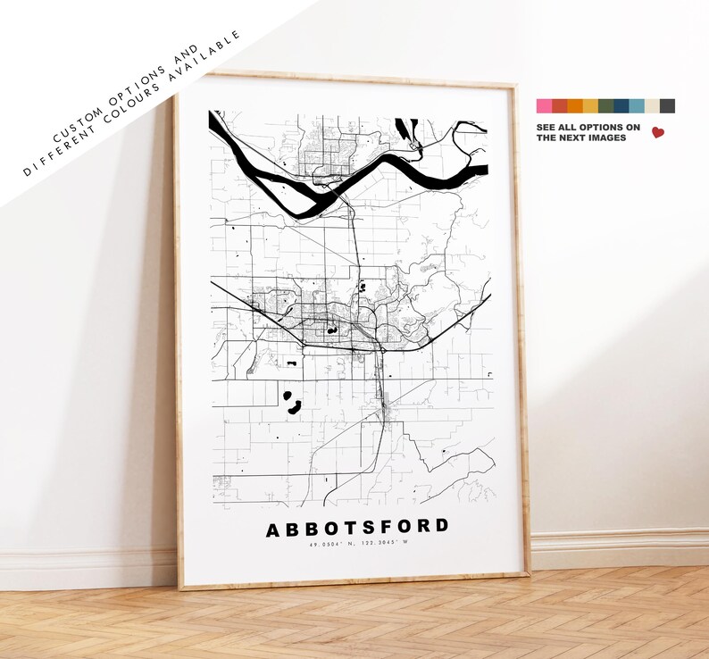Abbotsford Map Print - City Map Poster - Map Art - Map Wall Art ...