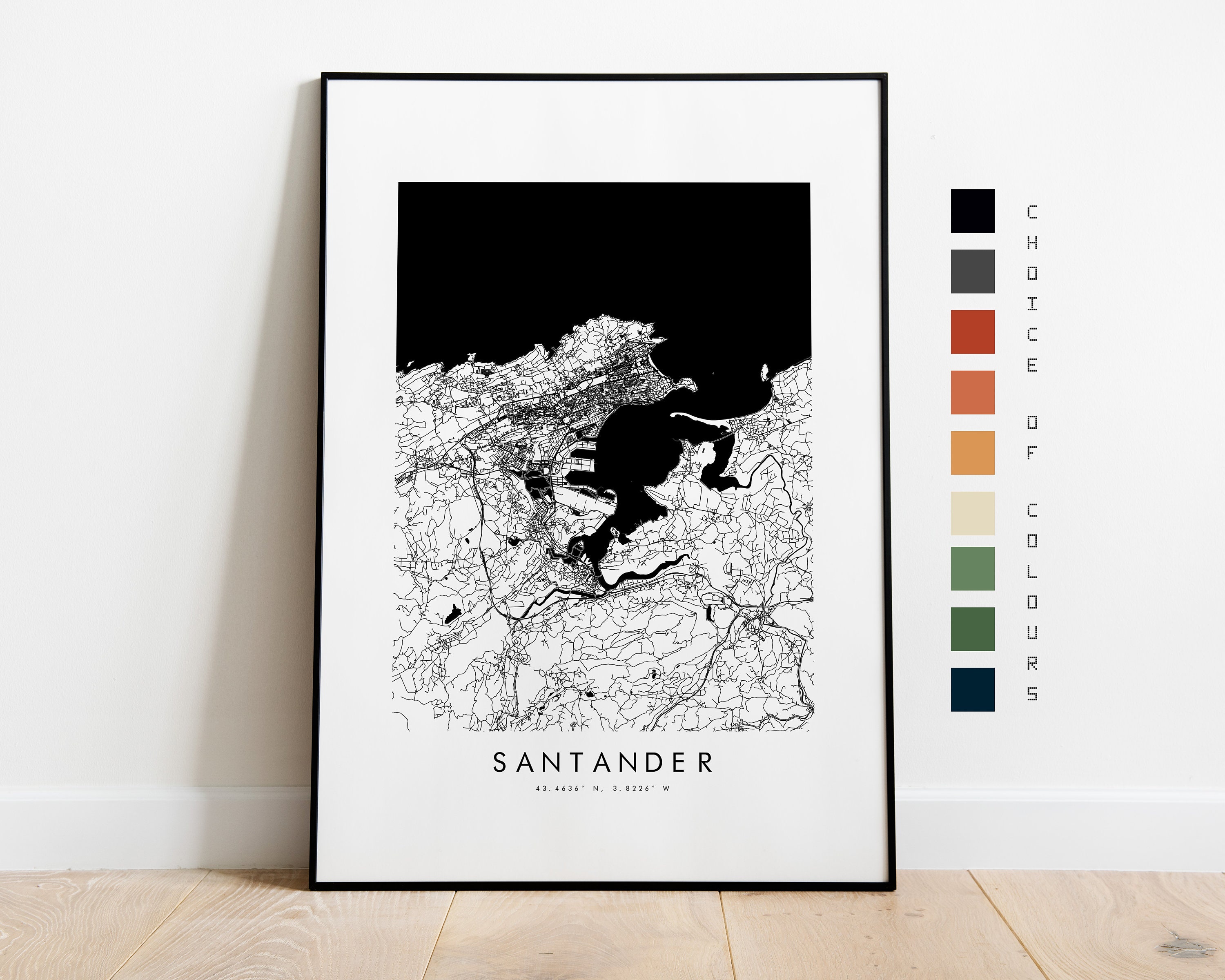 Santander Karte Print Stadt Karte Poster Karten Kunst - Etsy.de