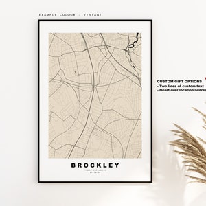 Brockley Map Print - Minimalist City Map Poster - Map Art - London, UK ...