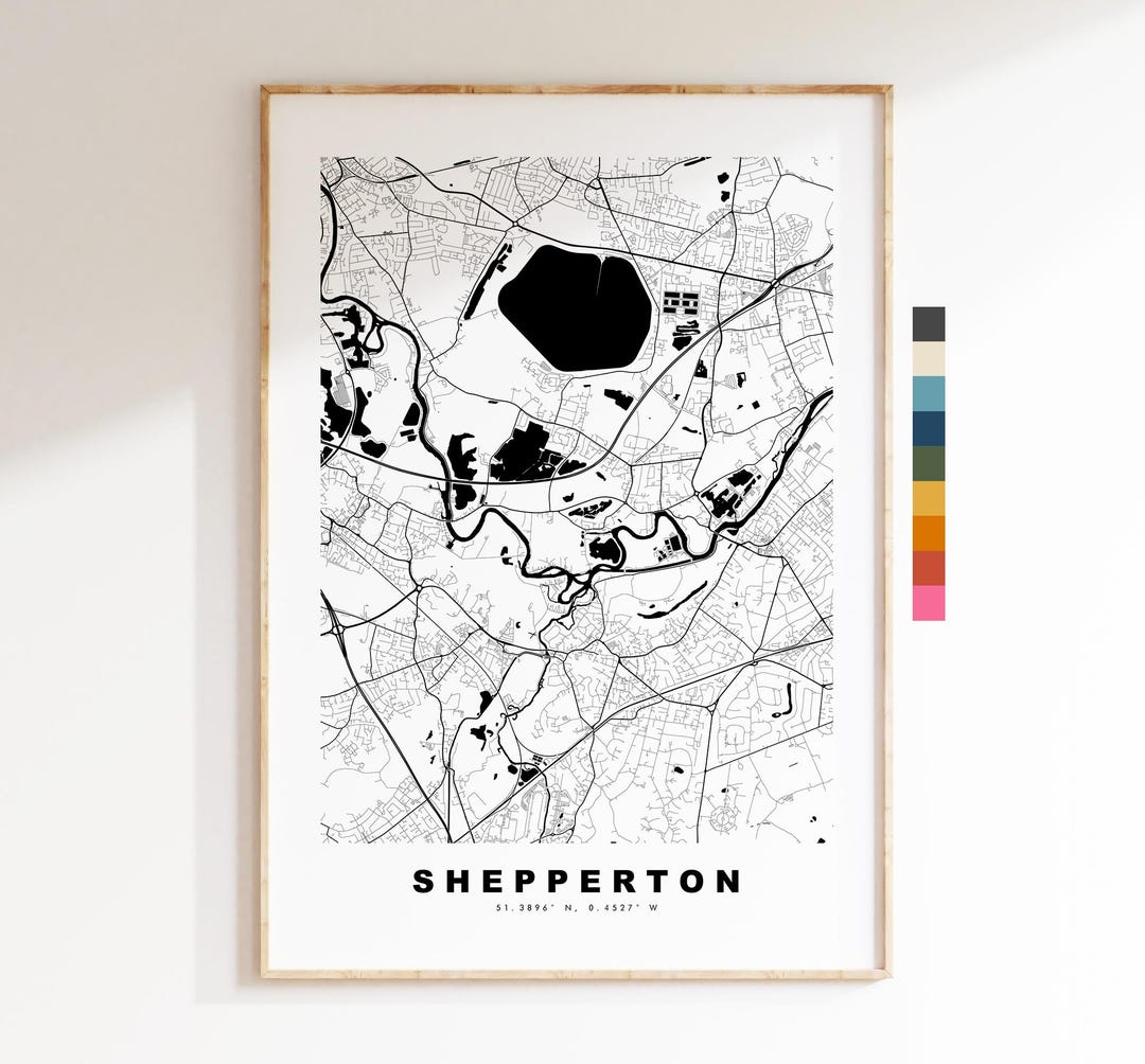 Shepperton Map Print - Minimalist City Map Poster - Map Art - UK ...