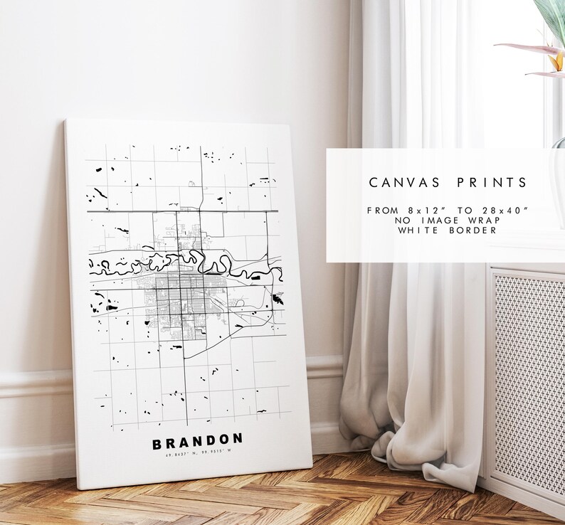 Brandon Map Print (canada) - City Map Poster - Map Art - Map Wall Art ...