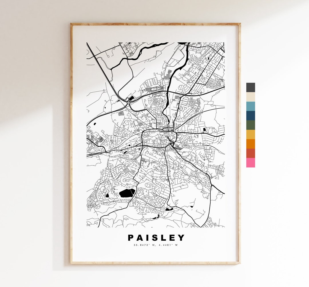 Paisley Map Print - Minimalist City Map Poster - Map Wall Art ...