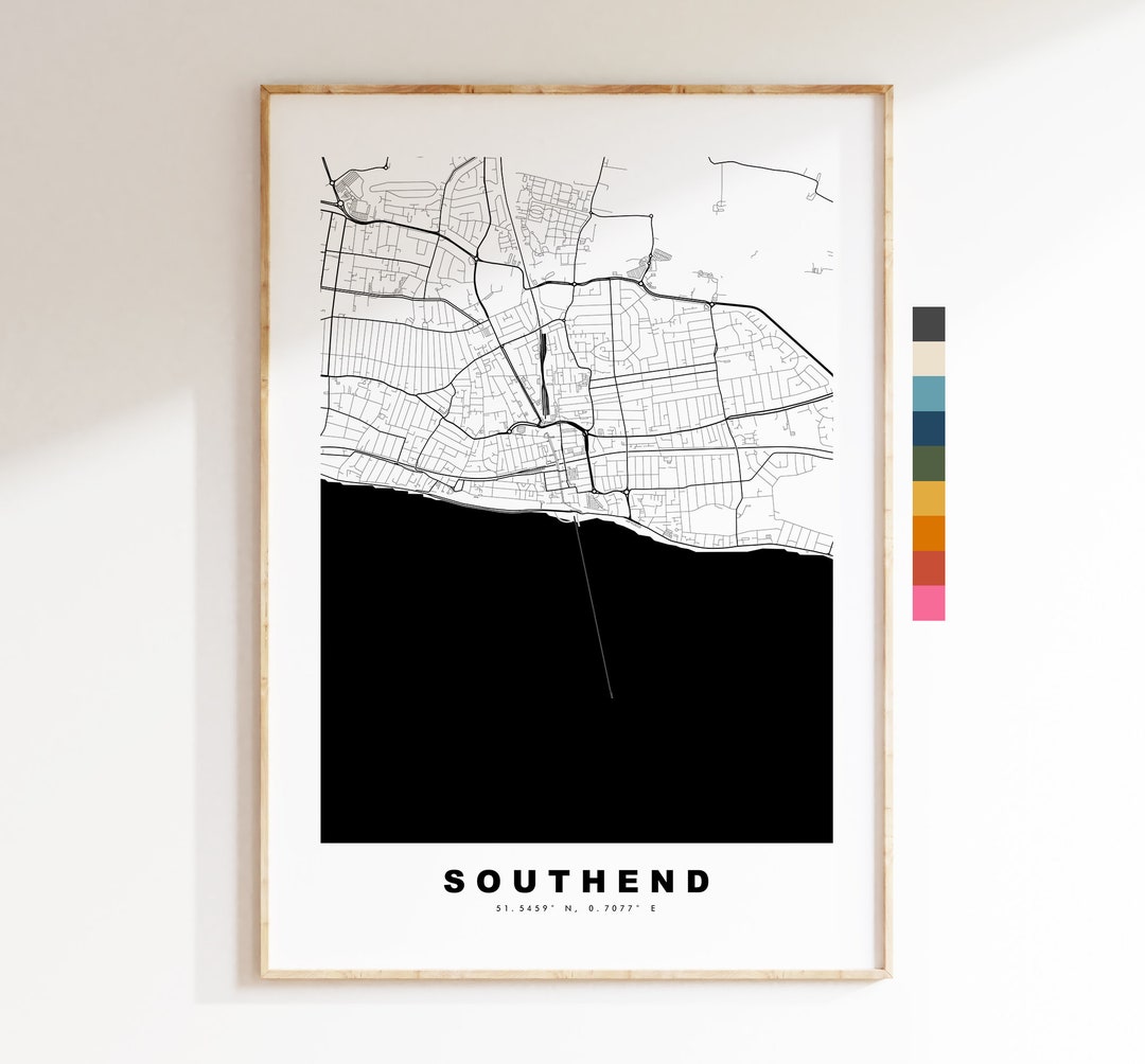 Southend Map Print - Minimalist City Map Poster - Map Art - UK ...