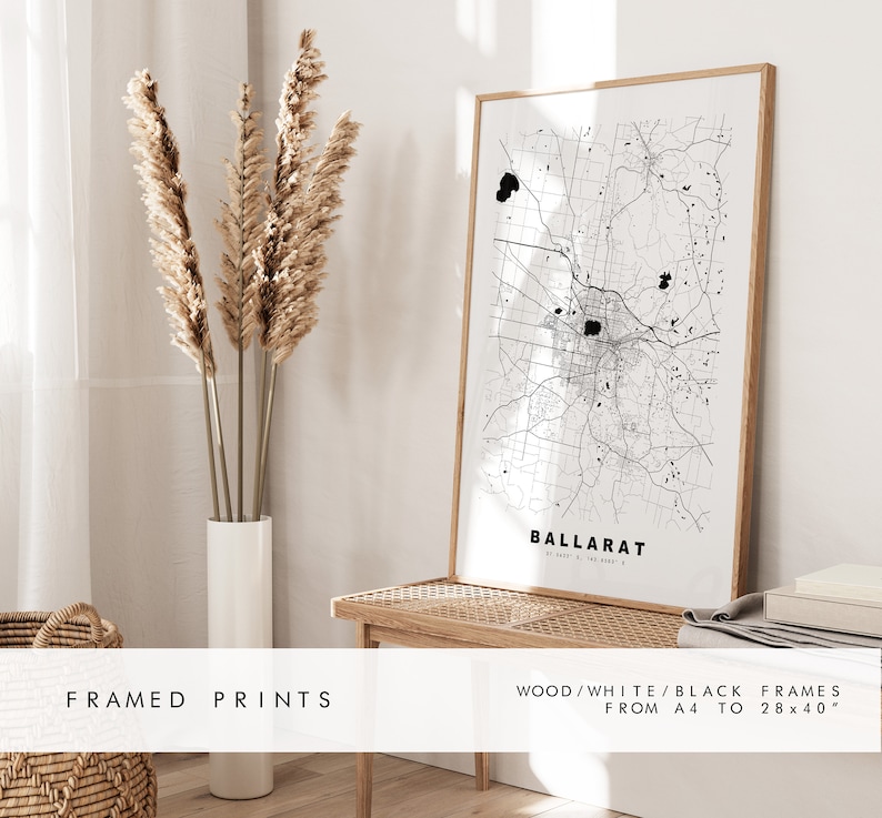 Ballarat Map Print - City Map Poster - Map Wall Art - Australia City ...