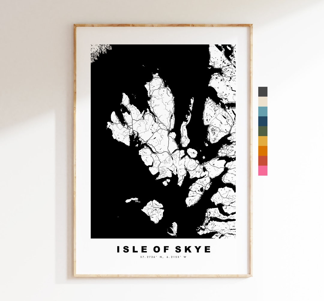 Skye Map Print - Minimalist Map Poster - Map Wall Art - Scotland - Skye ...