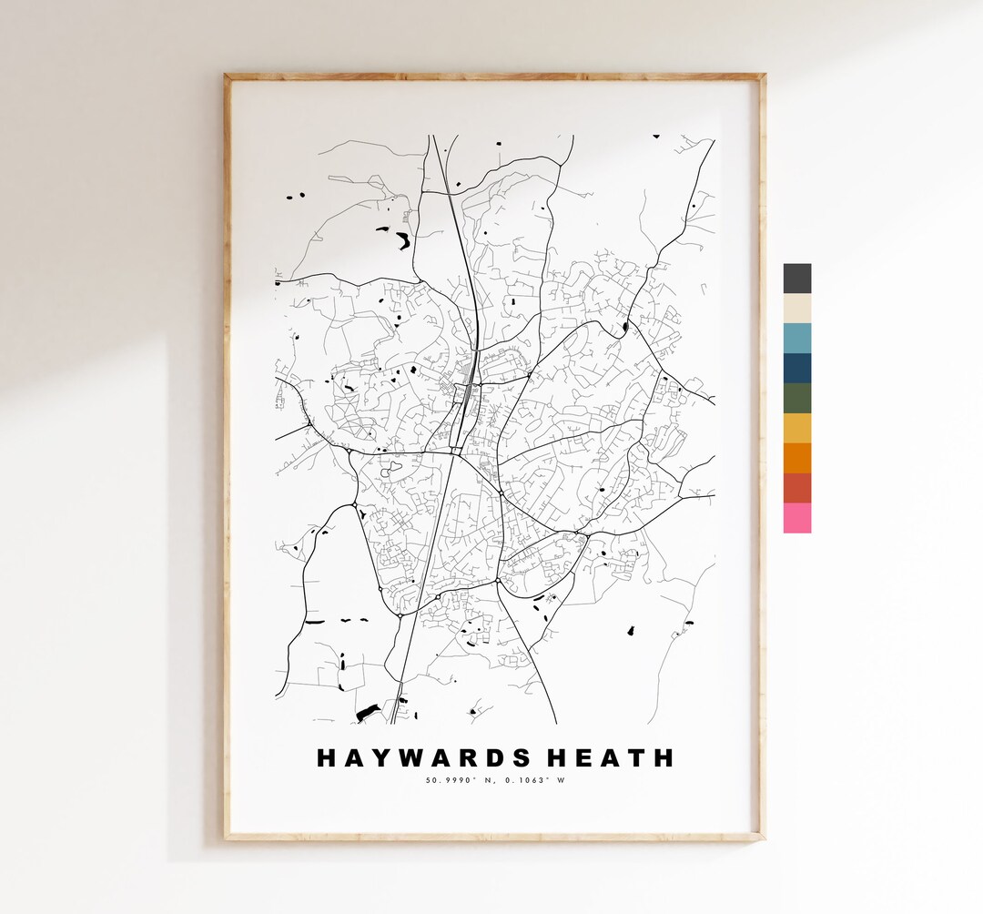 Haywards Heath Map Print - Minimalist City Map Poster - Map Art - UK ...