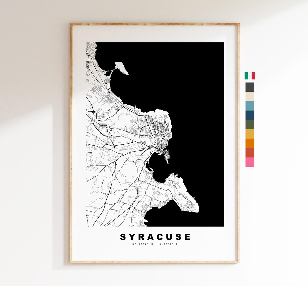 Syracuse Map Print - City Map Poster - Map Art - Map Wall Art - Italy ...