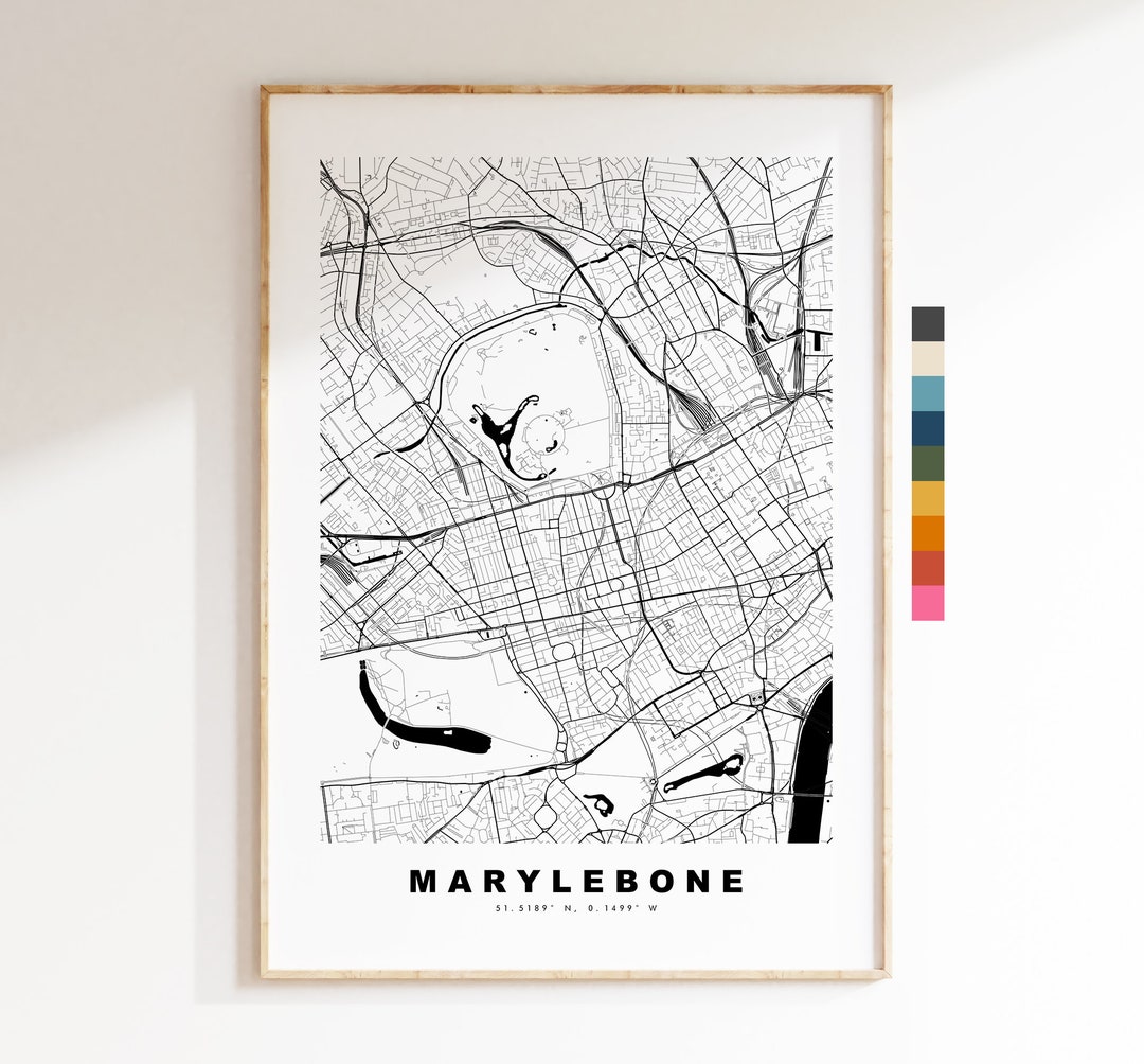 Marylebone Map Print - Minimalist City Map Poster - Map Art - London ...