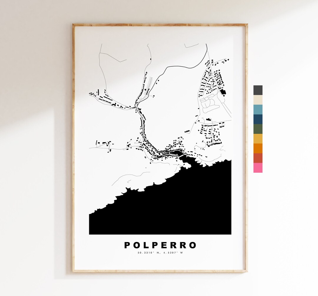 Polperro Map Print - Minimalist City Map Poster - Map Art - UK ...