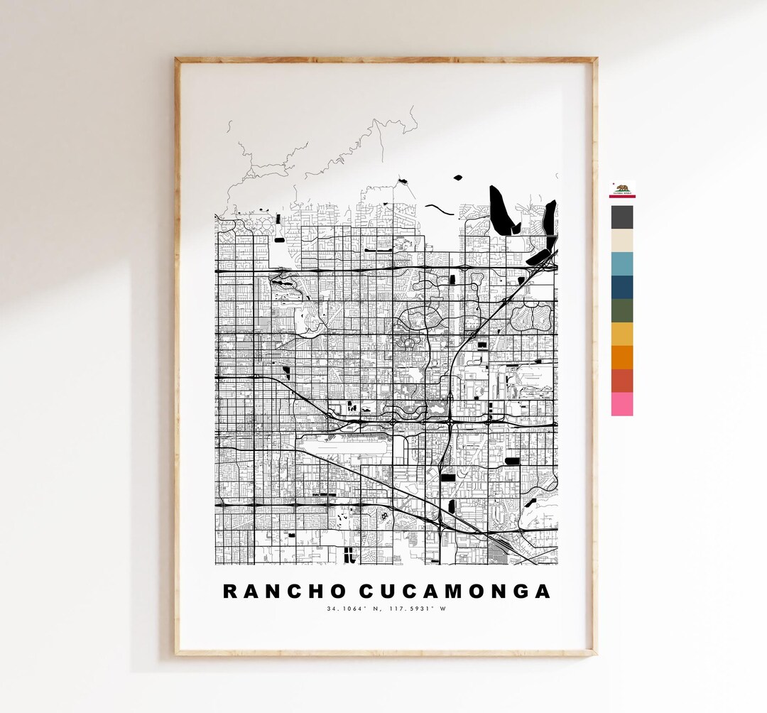 Rancho Cucamonga Map Print - City Map Poster - Map Art - USA City Maps ...