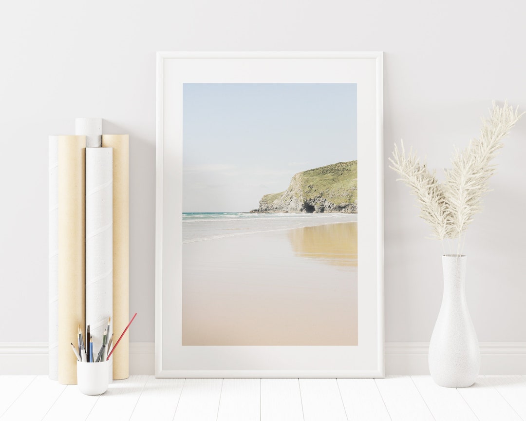 Cornwall Beach Landscape Print - Cliffs - Coastal Decor - Neutral ...