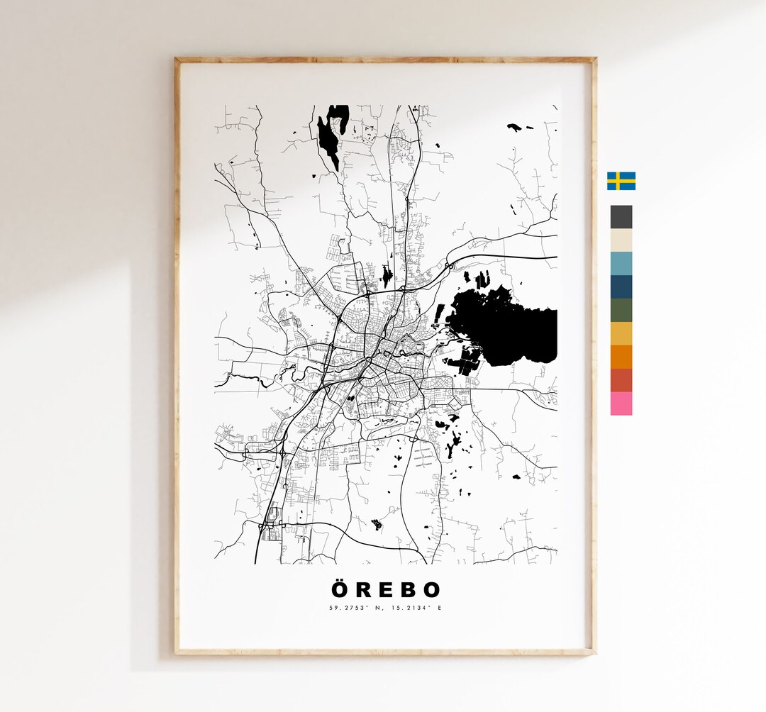Orebo Map Print - City Map Poster - Map Wall Art - Sweden City Maps ...