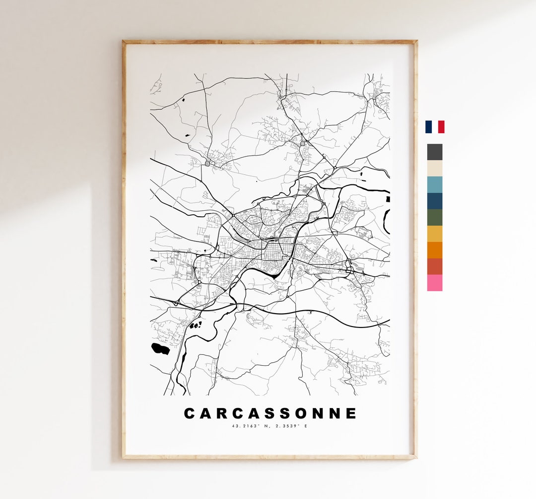 Carcassonne Map Print - City Map Poster - Map Wall Art - France City ...