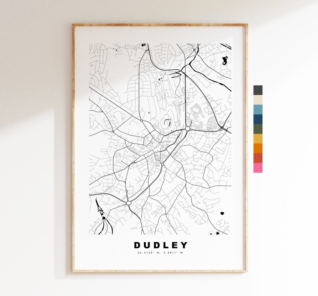 Dudley Map Print - Minimalist City Map Poster - Map Wall Art - UK ...