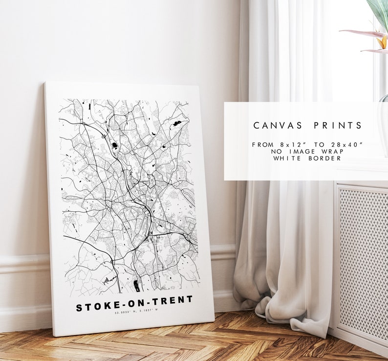 Stoke Map Print - Minimalist City Map Poster - Map Art - UK - Stoke on ...