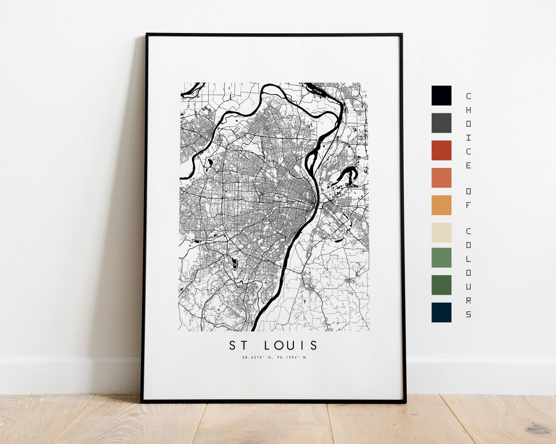 St Louis Map Print - City Map Poster - Map Art - Map Wall Art - USA ...