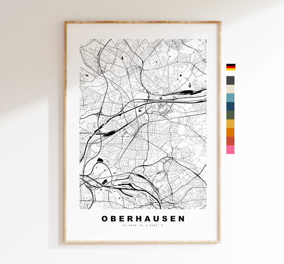 Oberhausen Map Print - City Map Poster - Map Wall Art - Germany City ...