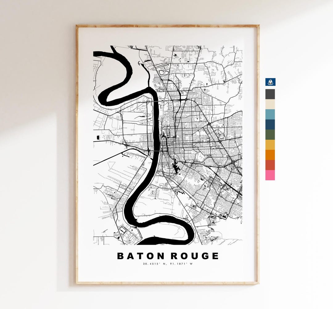 Baton Rouge Map Print - City Map Poster - Map Art - USA City Maps ...