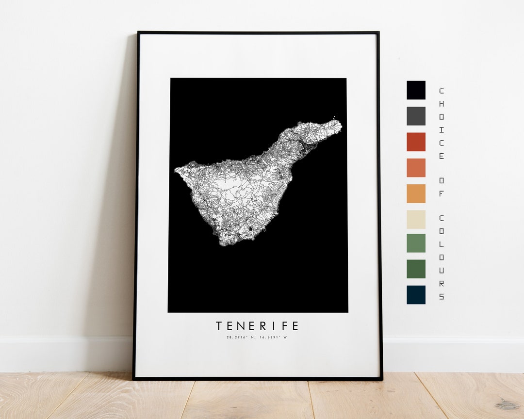 Tenerife Map Print - Canary Islands Map Poster - Map Art - Map Wall Art ...