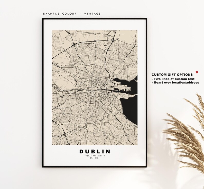 Dublin Map Print - City Map Poster - Map Art - Ireland City Maps ...