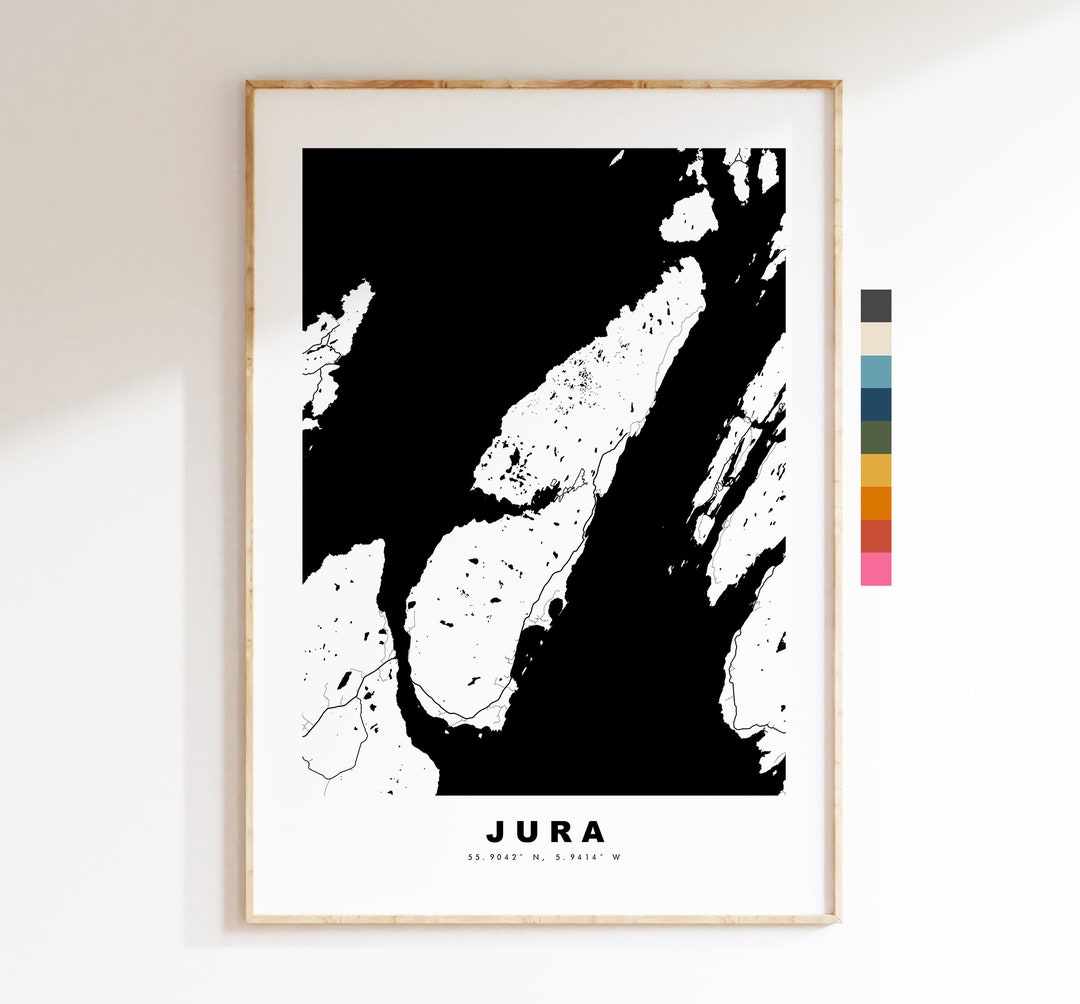 Jura Map Print - Minimalist Map Poster - Map Wall Art - Scotland - Isle ...