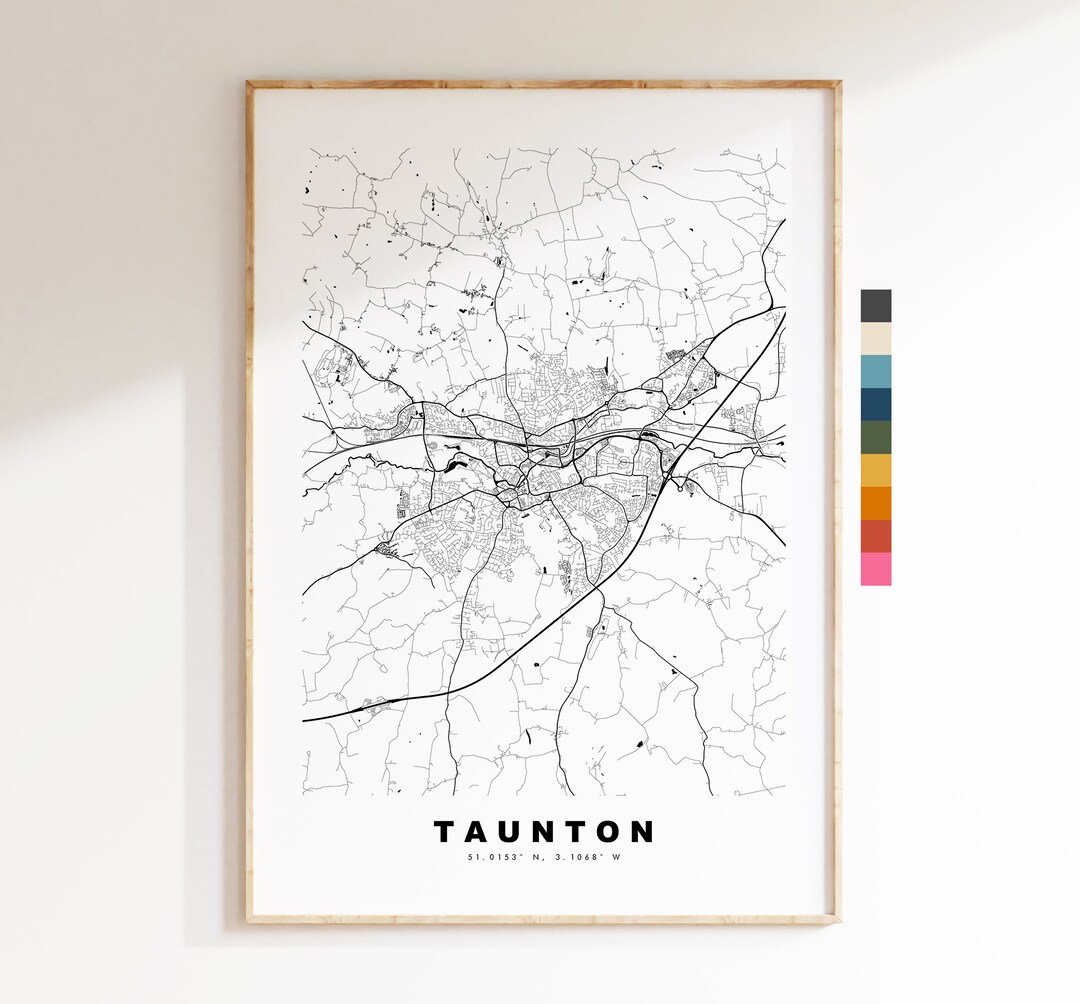 Taunton Map Print Minimalist City Map Poster Map Art UK Taunton Print ...