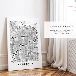 Edmonton Map Print - City Map Poster - Map Art - Map Wall Art - Canada ...