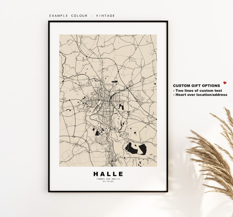 Halle Map Print - City Map Poster - Map Wall Art - Germany City Maps ...