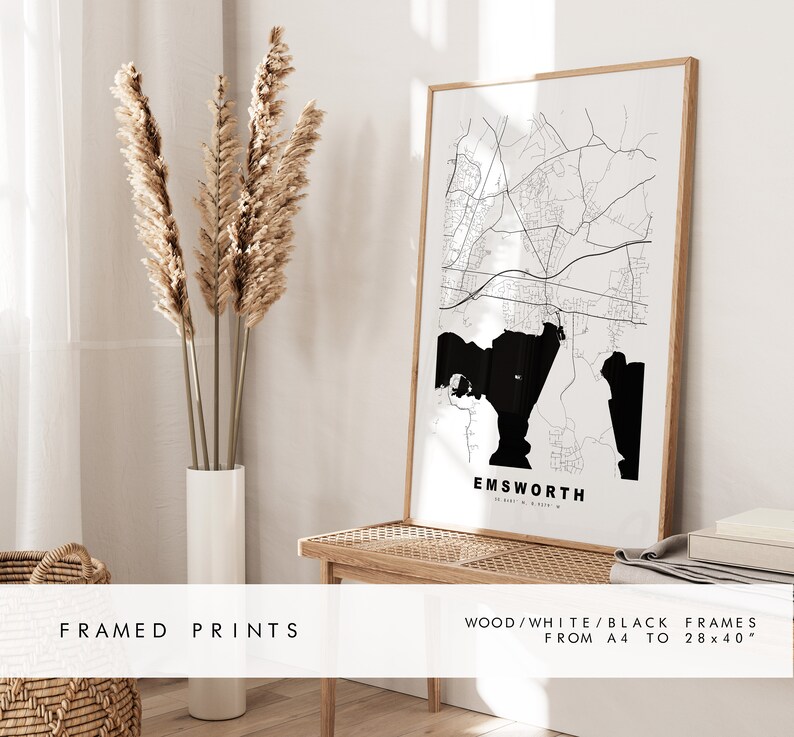Emsworth Map Print - Minimalist City Map Poster - Map Art - UK ...