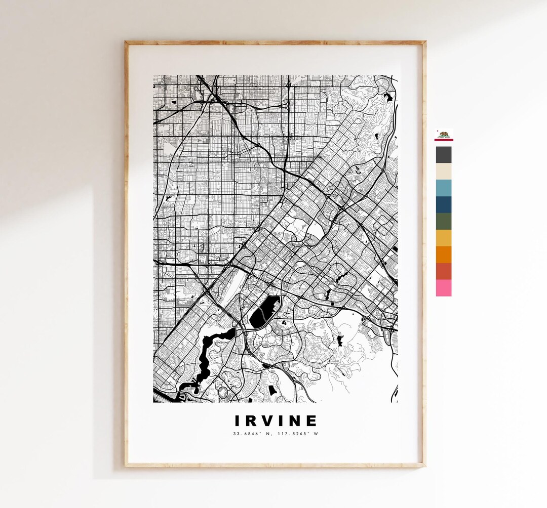 Irvine Map Print - City Map Poster - Map Art - USA City Maps - Irvine ...