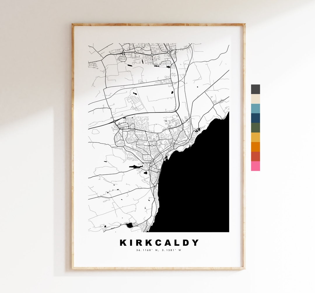 Kirkcaldy Map Print - Minimalist City Map Poster - Map Art - Scotland ...