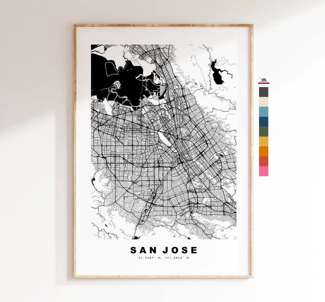 San Jose Map Print - City Map Poster - Map Art - USA City Maps - San ...